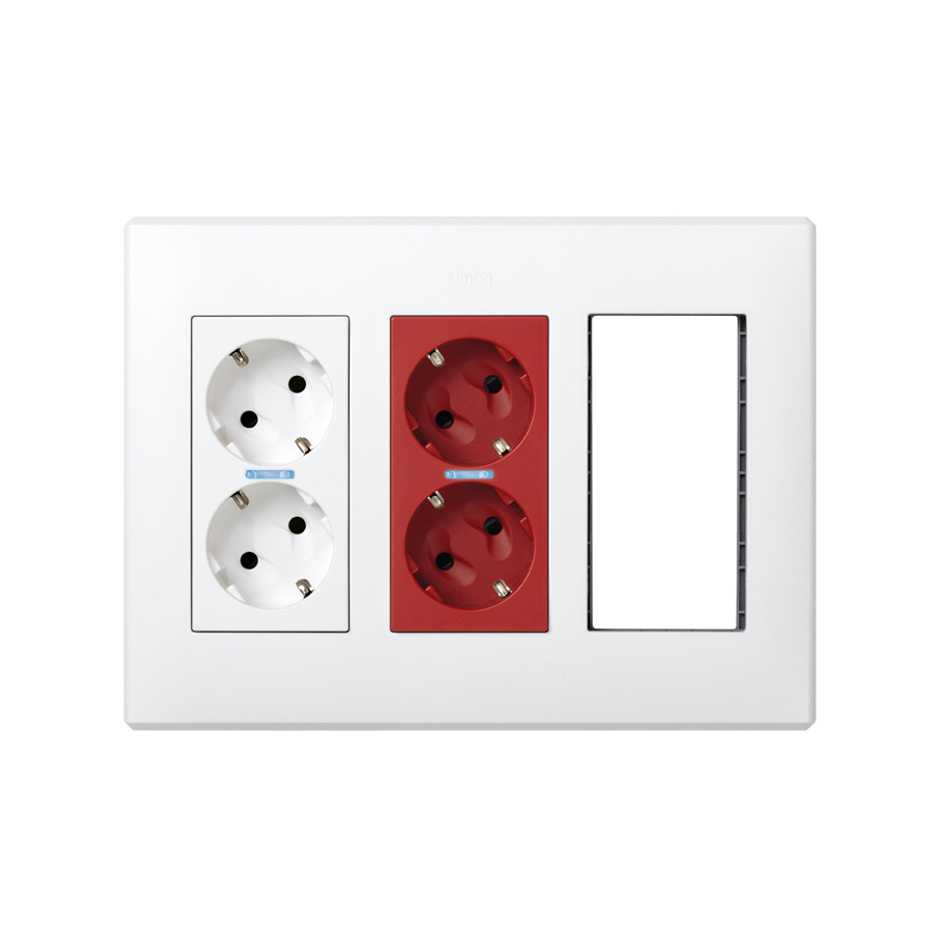 Kit caja pared superficie-empotrar 3 elementos dobles con 1 enchufe doble,1 SAI doble,2 ...