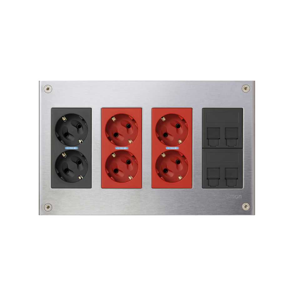 Kit caja metálica pared superficie 4 elementos dobles con 1 enchufe doble,2 SAI dobles y 2 ...