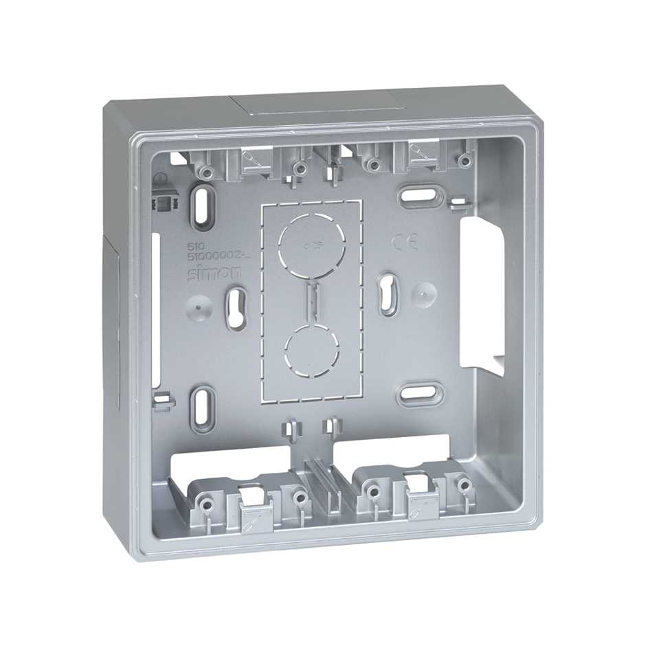 Base caja de pared de superficie para 2 elementos dobles aluminio Simon 500 Cima | SIMON