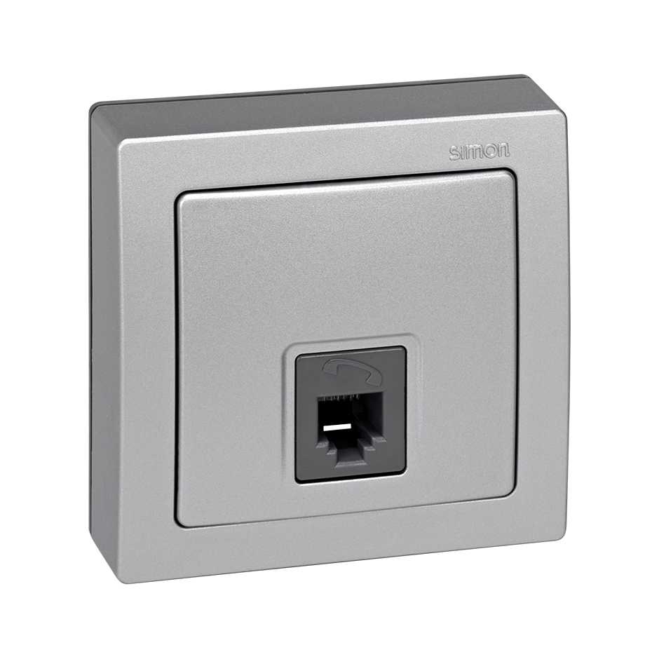 Telephone socket monoblock with 6 pins RJ12 aluminium Simon 73 Loft | SIMON