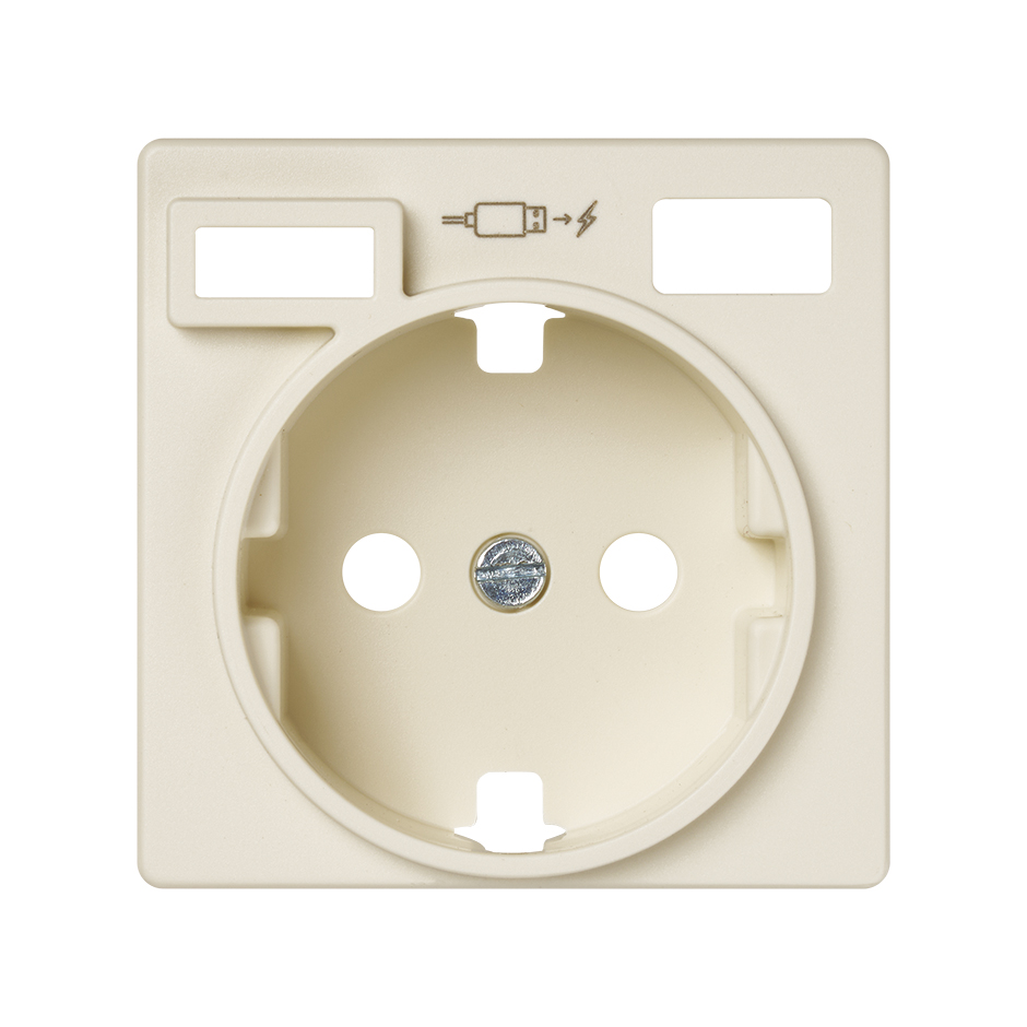Cover for Schuko Socket Base with 2 USB Chargers A + C 10.5W Ivory ...