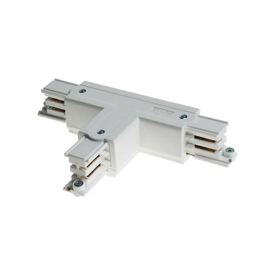 T connector with exterior ground 3-phase rail Black | SIMON