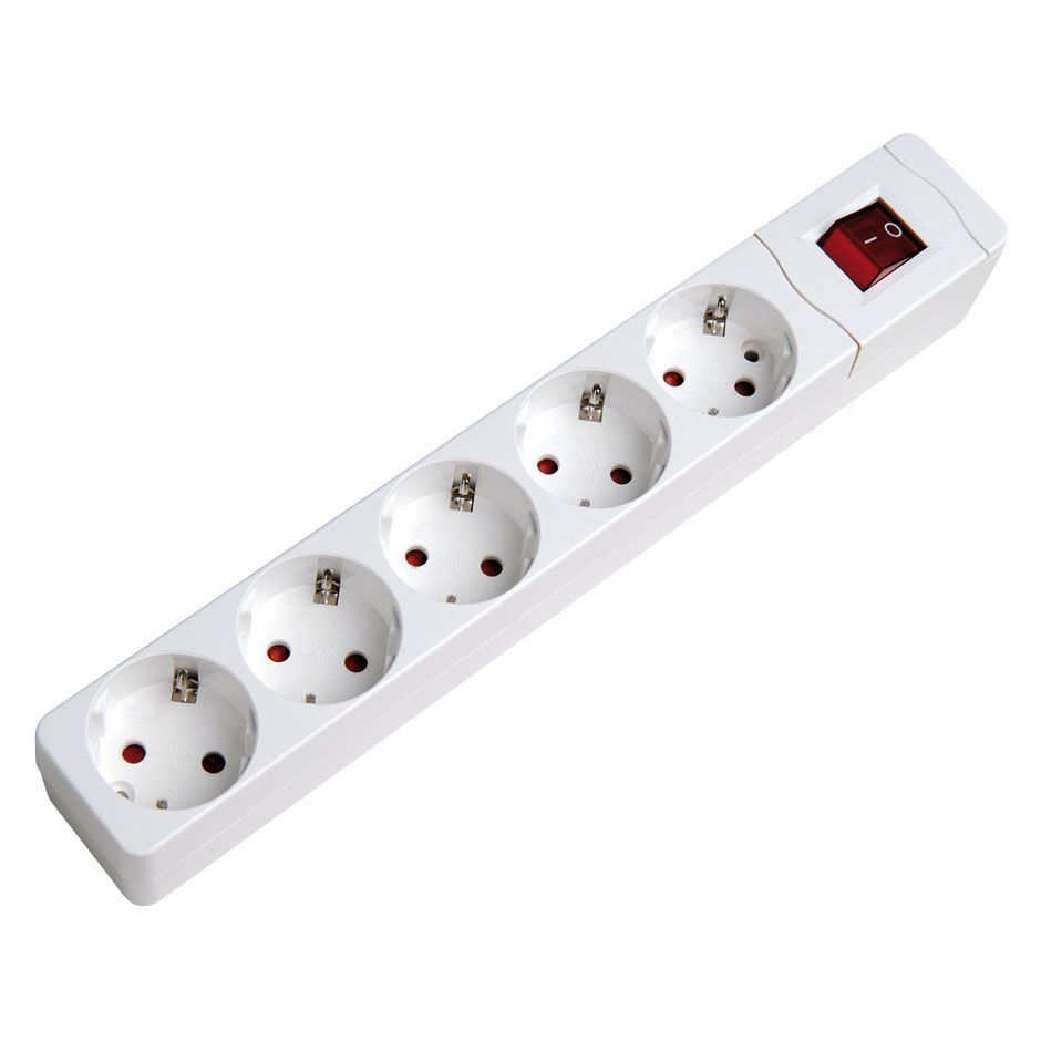 BASE MÚLTIPLE 5 TOMAS 16A 250V~ BLANCA CON INTERRUPTOR Y SIN CABLE Simon Brico | SIMON
