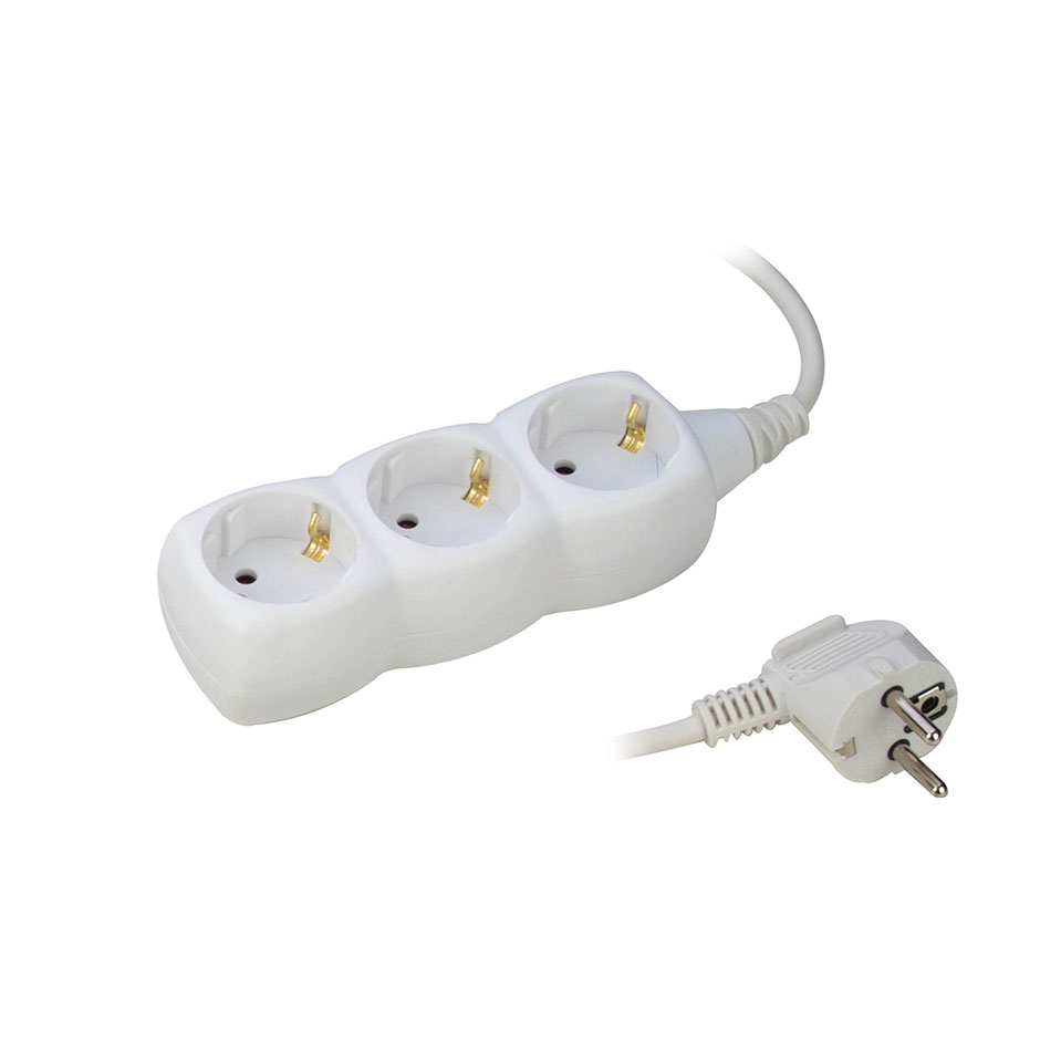 BASE MÚLTIPLE 3 TOMAS 16A 250V~ BLANCA CON 1,5 METROS DE CABLE H05VV-F 3G1MM² SIMON BRICO | SIMON