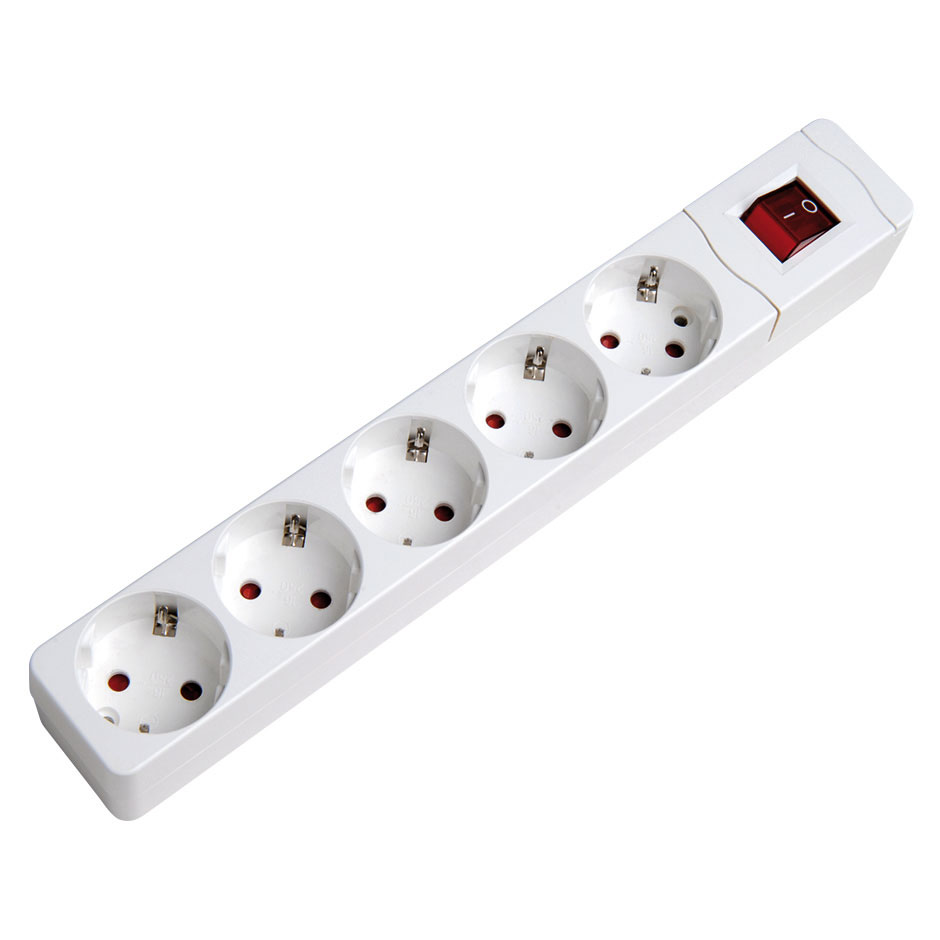 BASE MÚLTIPLE 5 TOMAS 16A 250V~ BLANCA CON INTERRUPTOR Y SIN CABLE ...