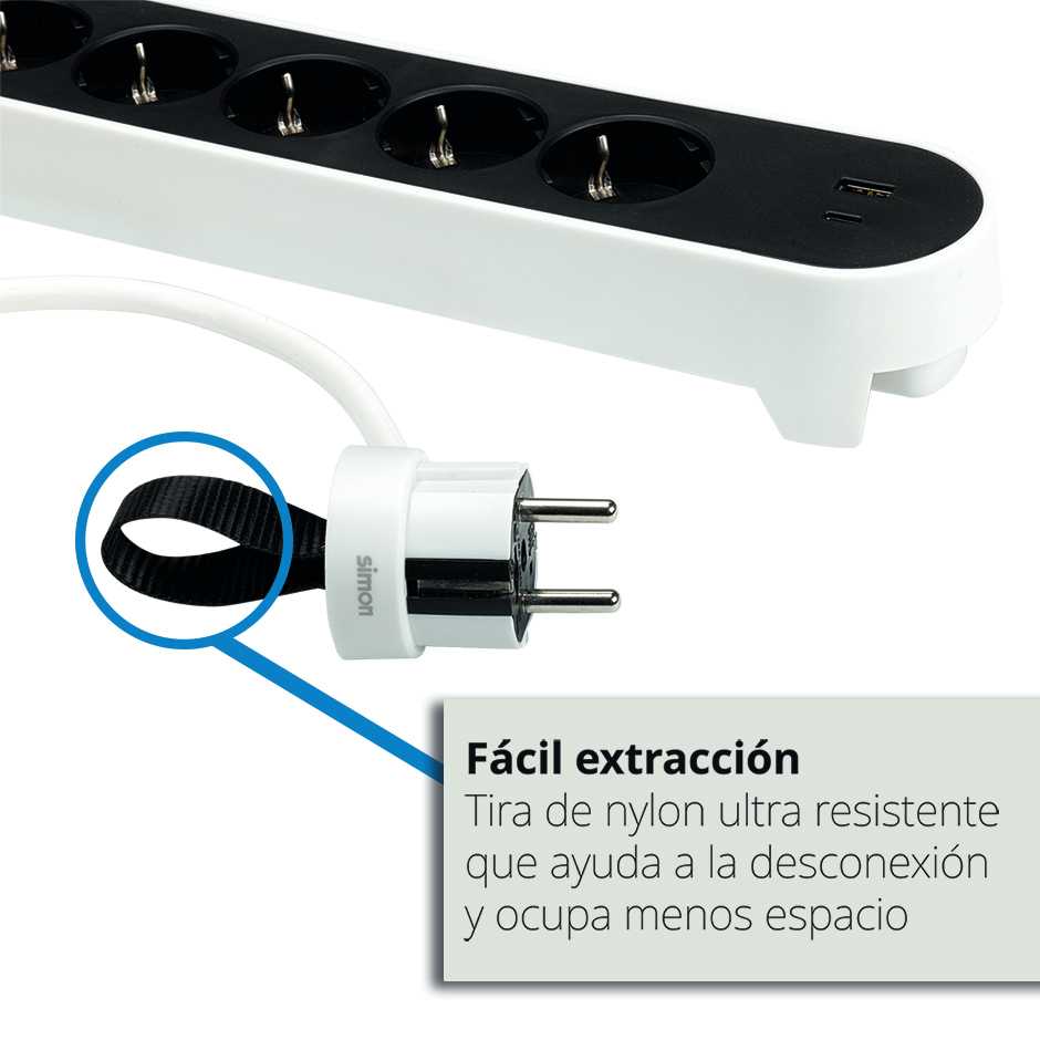 Base múltiple Simon Plug 5 tomas + 2 USB SIMON | SIMON