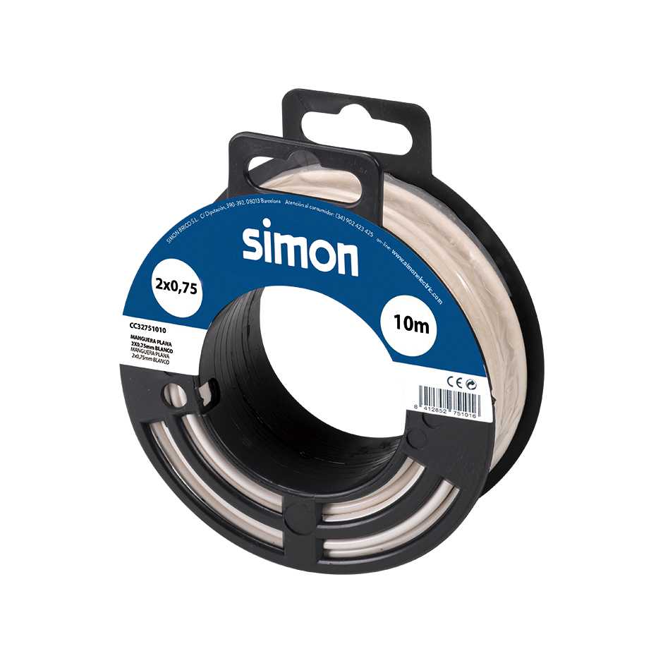 CABLE MANGUERA PLANA H03VVH2-F 2x0,75MM² 10 METROS BLANCO Simon | SIMON