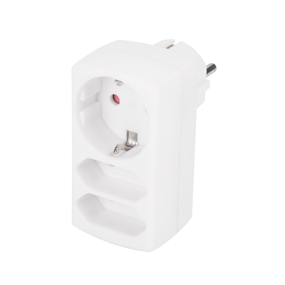 ADAPTADOR 2 TOMAS FRONTAL 10A + 1 TOMA 16A 250V BLANCO Simon Brico | SIMON