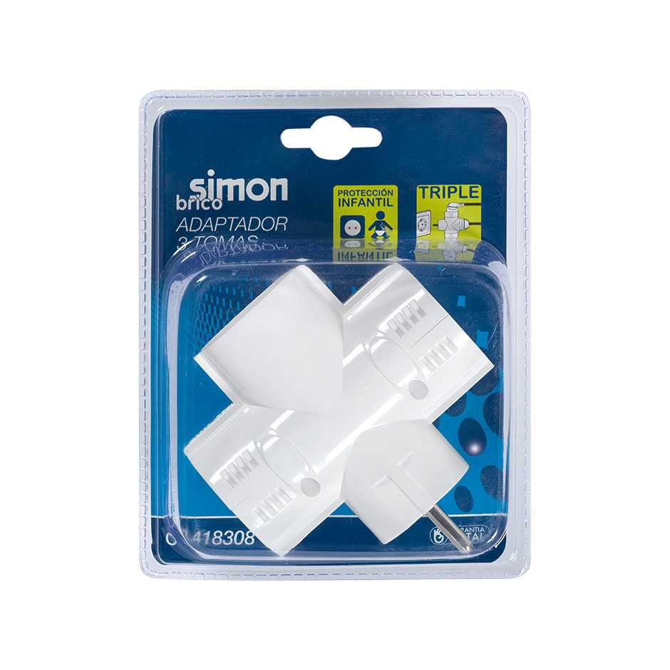 ADAPTADOR TRIPLE LATERAL 16A 250V BLANCO Simon Brico | SIMON