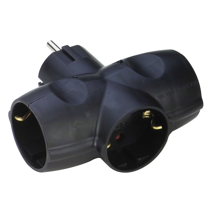 ADAPTADOR TRIPLE LATERAL 16A 250V NEGRO Simon Brico | SIMON