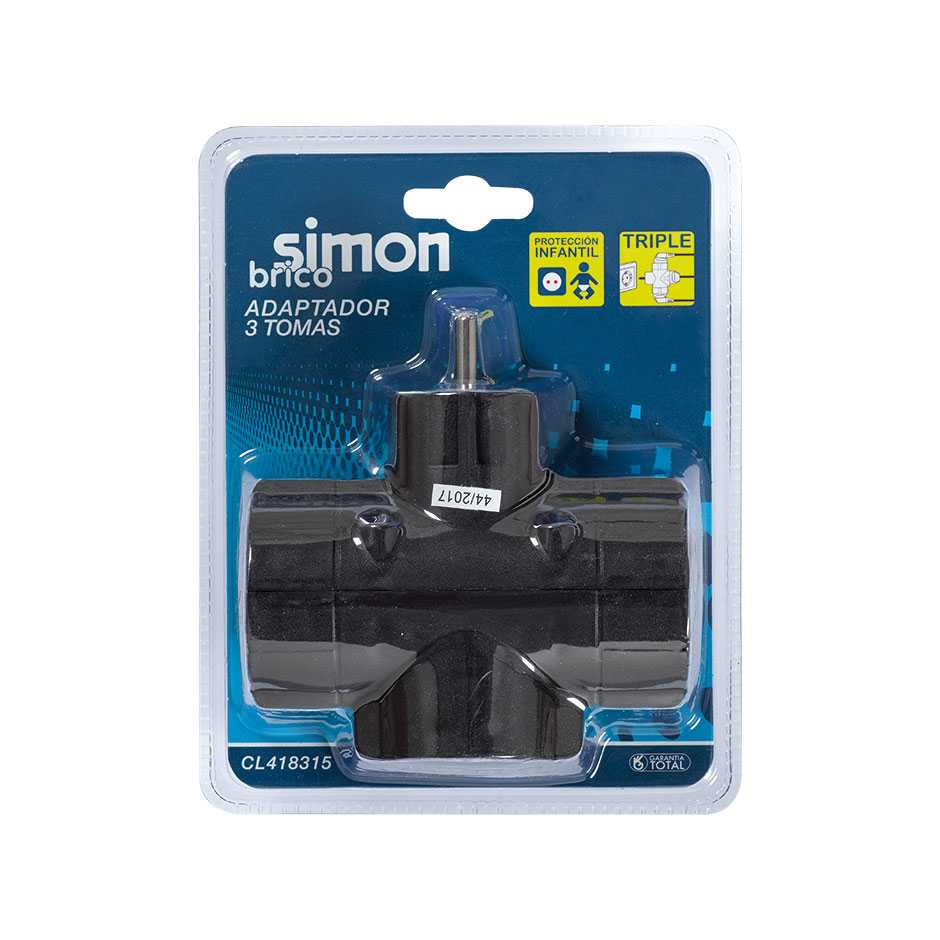 ADAPTADOR TRIPLE LATERAL 16A 250V NEGRO Simon Brico | SIMON