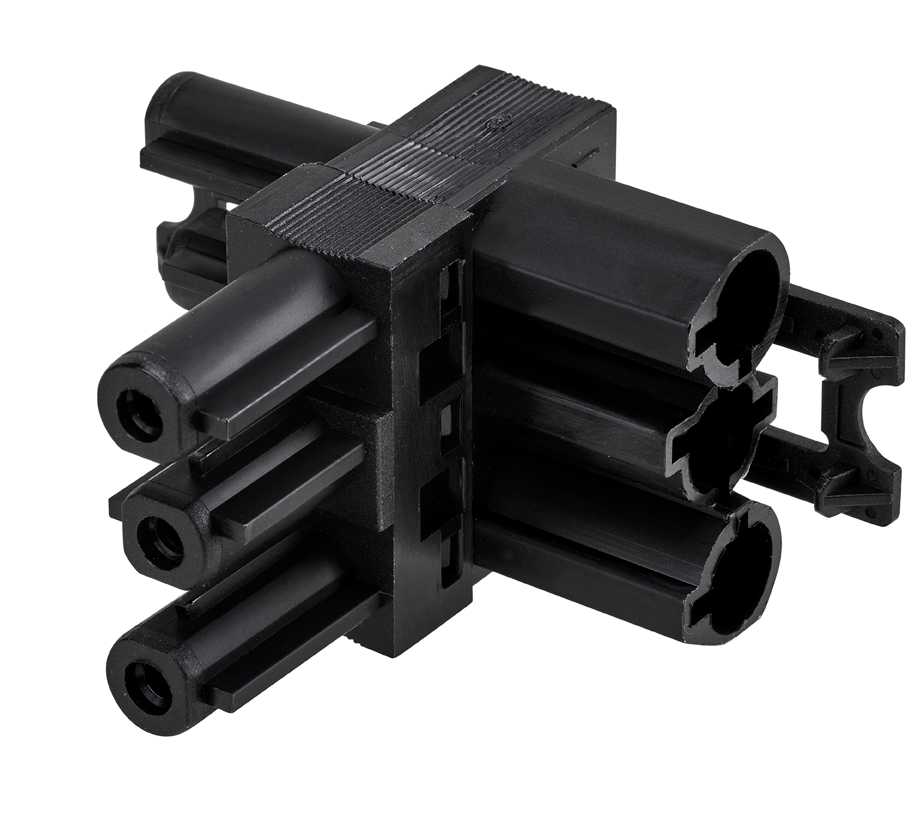 Derivador en " T" con 1 entrada macho y 2 salidas hembra de 3 polos con ...