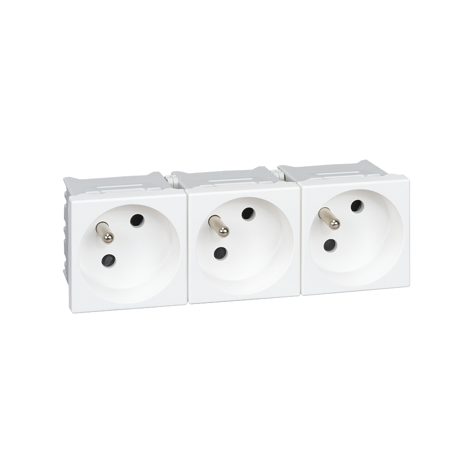 Triple French socket outlet 16A 250V~ with safety device and quick ...