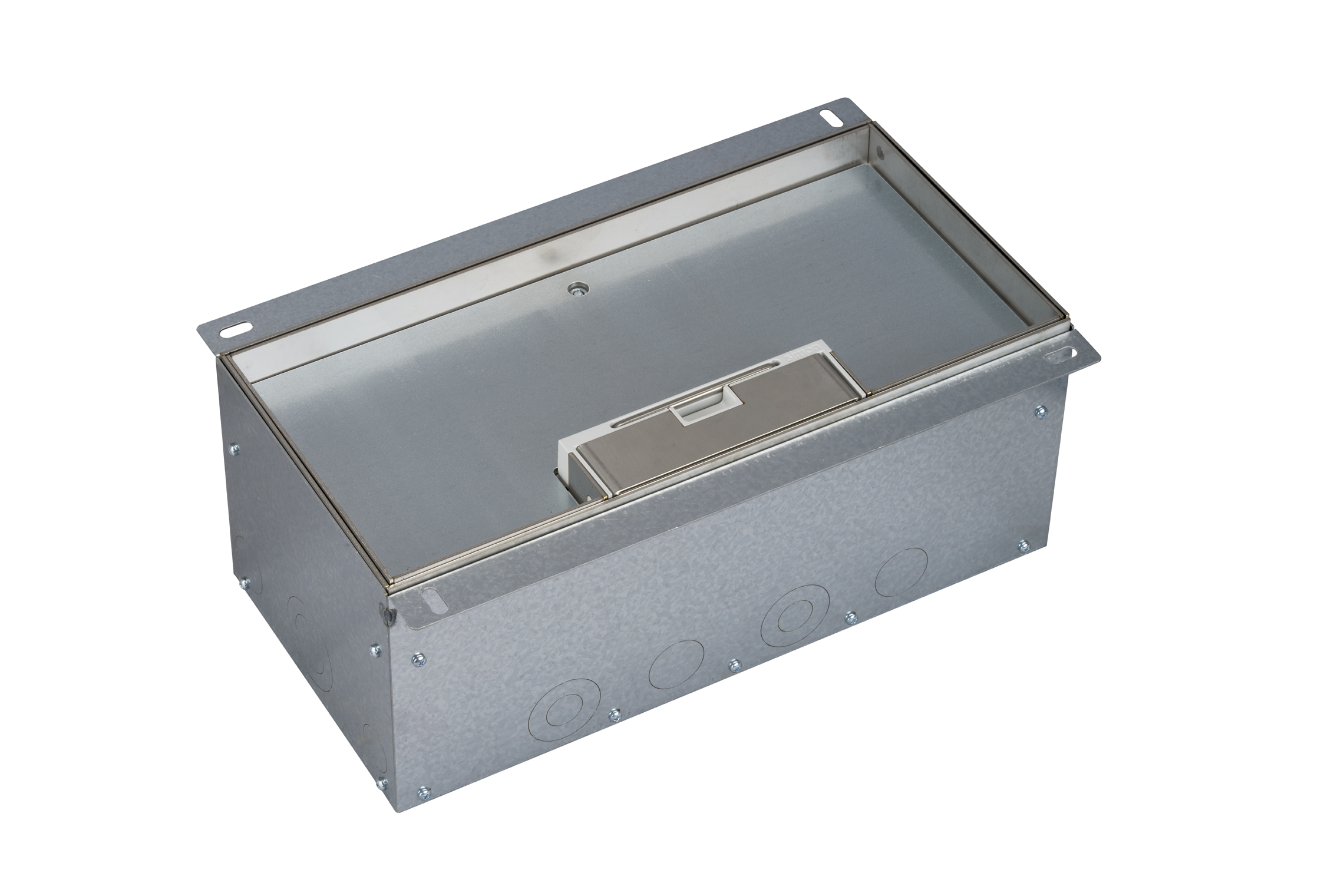 Metal floor box for 6 modules on concrete floor installation stainless ...