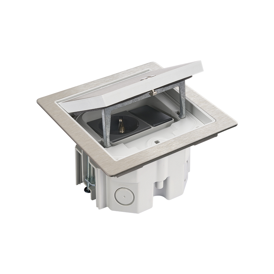 IP66 watertight raised floor box kit with 1 schuko socket outlet + 1 ...
