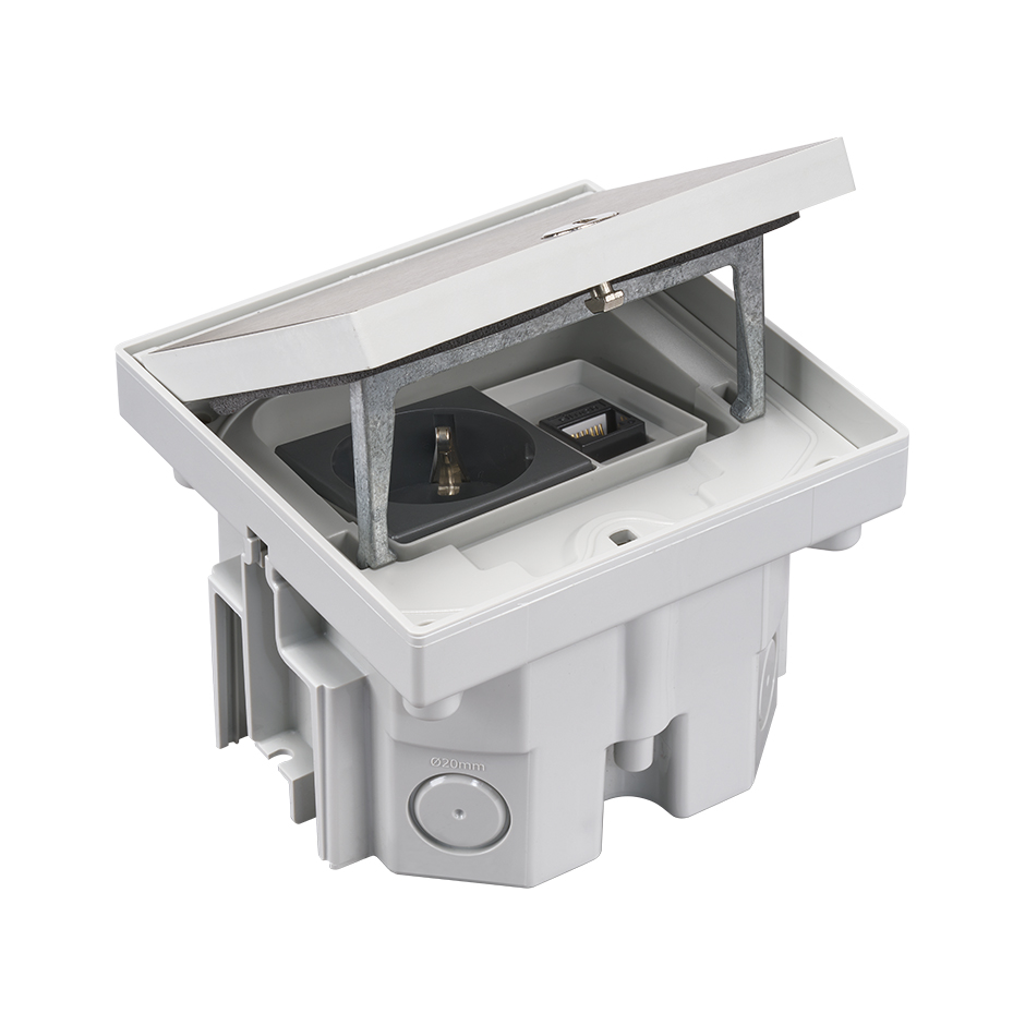 IP66 watertight concrete floor box kit with 1 schuko socket outlet + 1 ...