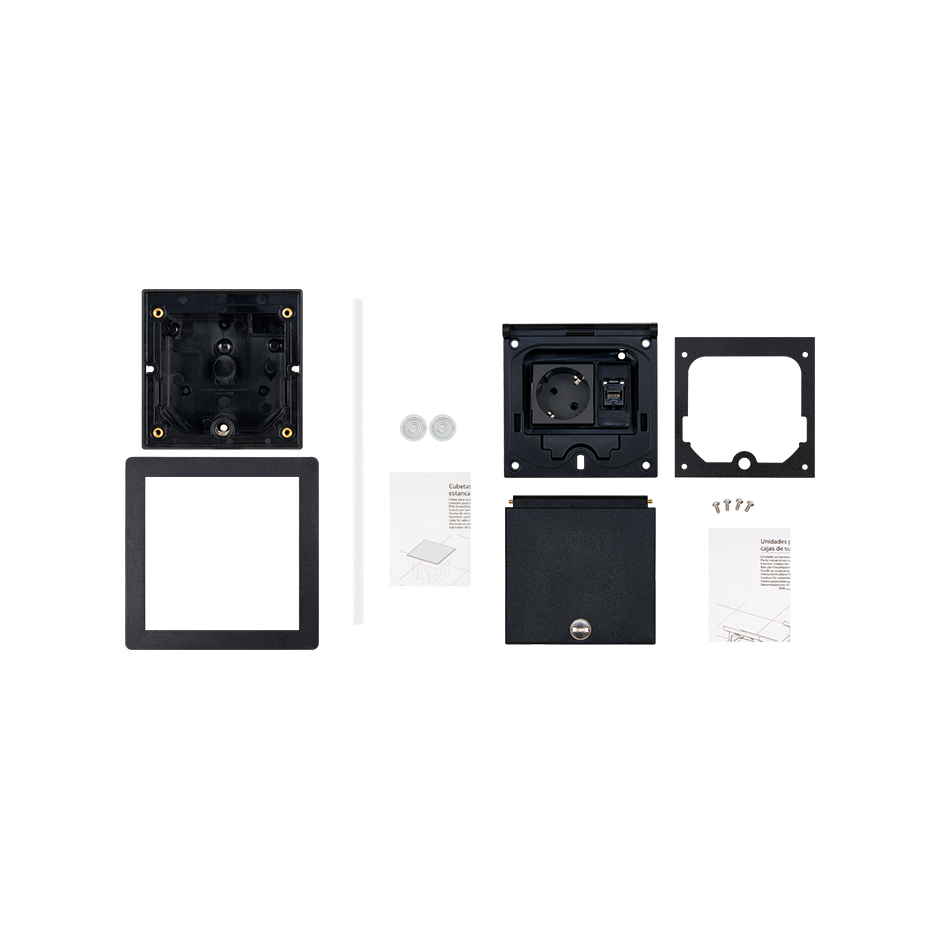 IP66 watertight raised floor box kit with 1 schuko socket outlet + 1 ...