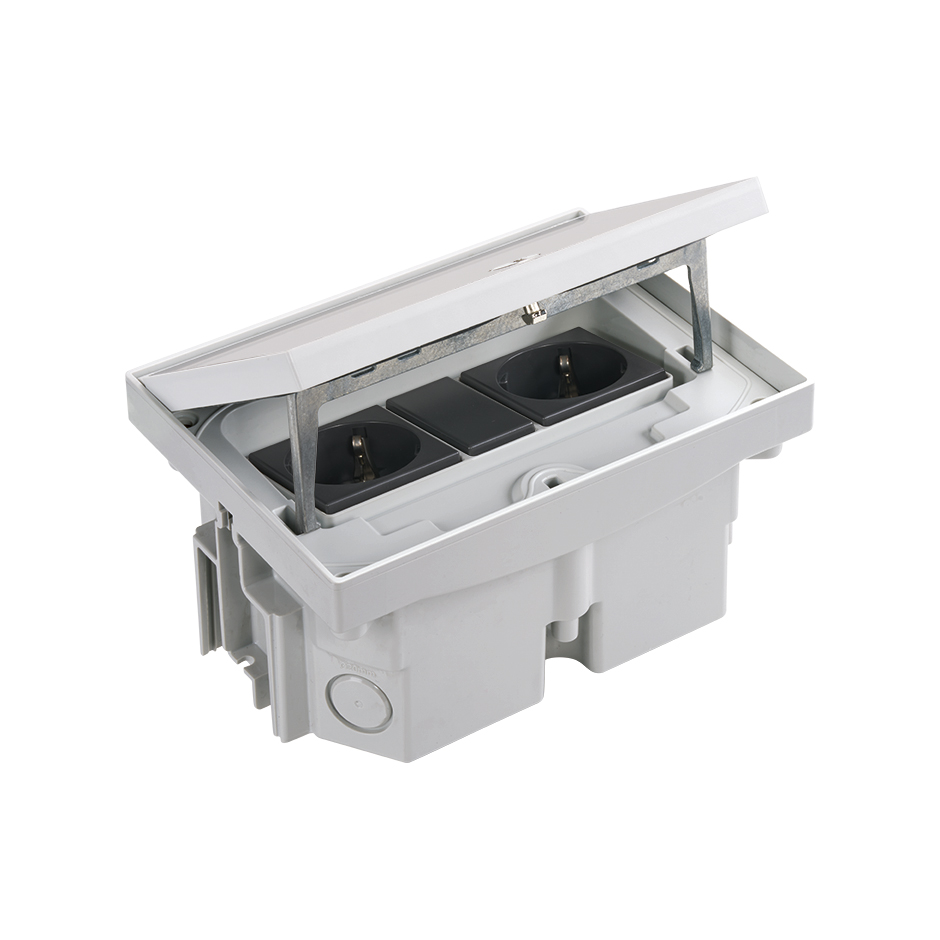 IP66 watertight concrete floor box kit with 2 schuko socket outlets + 1 ...