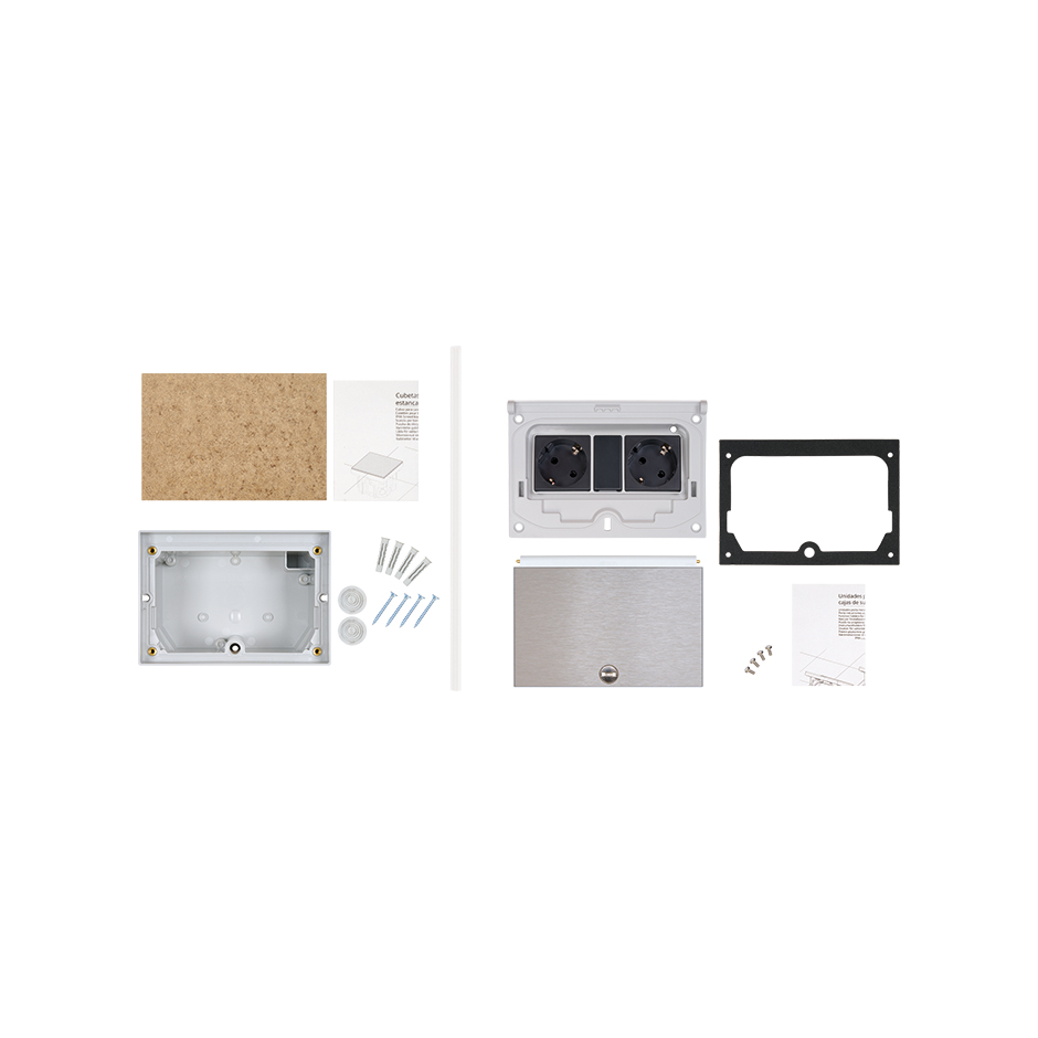 IP66 watertight concrete floor box kit with 2 schuko socket outlets + 1 ...