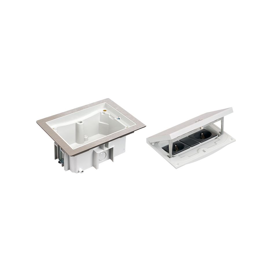 IP66 watertight raised floor box kit with 2 schuko socket outlets + 1 ...