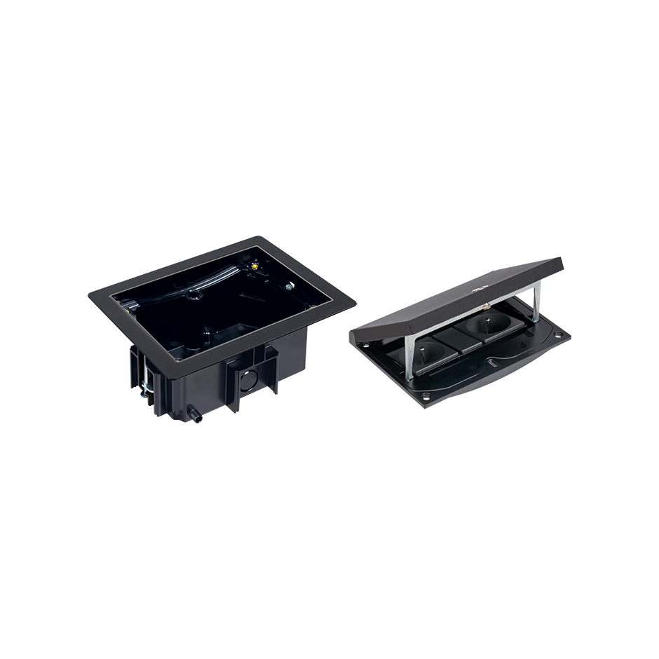 IP66 watertight raised floor box kit with 2 french socket outlets + 1 ...