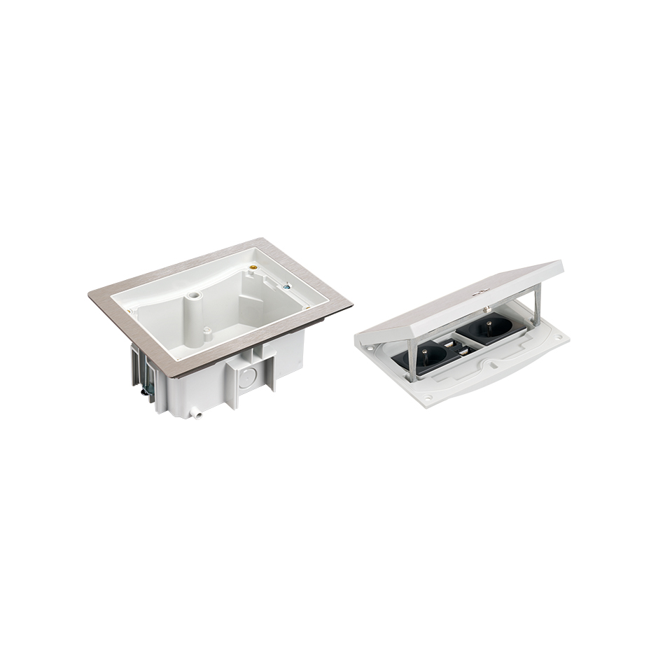 IP66 watertight raised floor box kit with 2 french socket outlets + 2 ...
