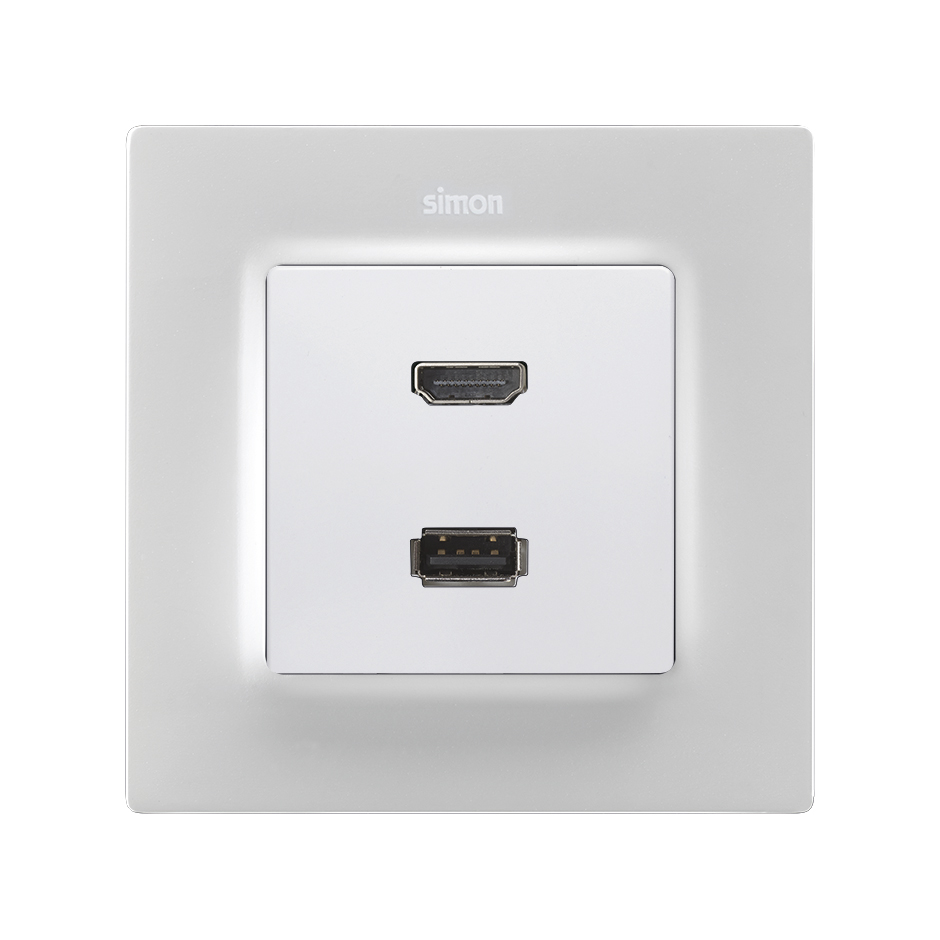 Conector HDMI v2.0 4K hembra-hembra + USB 2.0 tipo A Simon 75 | SIMON