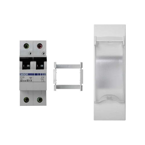 Two-pole MCB 10A for 3 elements with trim plate white Simon K45 | SIMON
