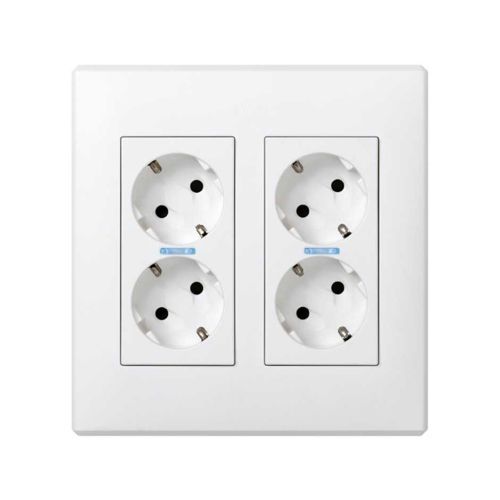 Kit caja pared de superficie o empotrar para 2 elementos dobles con 2 bases de enchufe doble ...