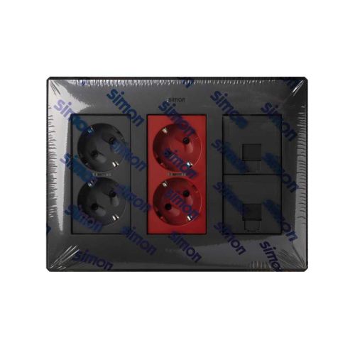 Kit caja pared de superficie-empotrar 3 elementos dobles con 1 enchufe doble,1 SAI doble y 2 ...