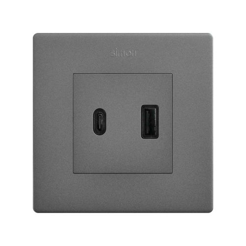 Cargador USB doble A+C 30W Power Delivery titanio Simon 270 | SIMON