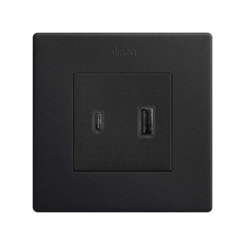 Cargador USB doble A+C 30W Power Delivery negro mate Simon 270 | SIMON