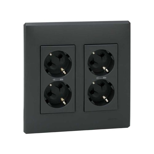 Kit caja pared de superficie o empotrar para 2 elementos dobles con 2 bases de enchufe doble ...