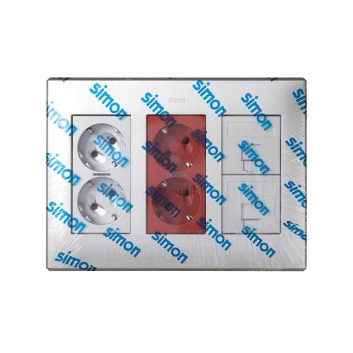 Kit caja pared de superficie-empotrar 3 elementos dobles con 1 enchufe doble,1SAI doble y 2 ...