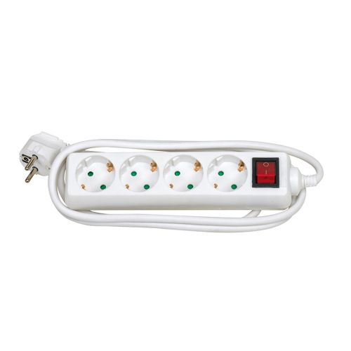 BASE MÚLTIPLE 4 TOMAS 16A 250V~ BLANCA CON INTERRUPTOR Y 2 METROS DE CABLE H05VV-F 3G1,5MM² ...