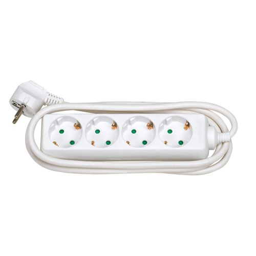 BASE MÚLTIPLE 4 TOMAS 16A 250V~ BLANCA CON 2 METROS DE CABLE H05VV-F 3G1,5MM² Simon Brico | SIMON