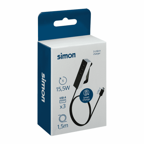 ADAPTADOR 3 USB A CON FIJACIÓN SIMON | SIMON
