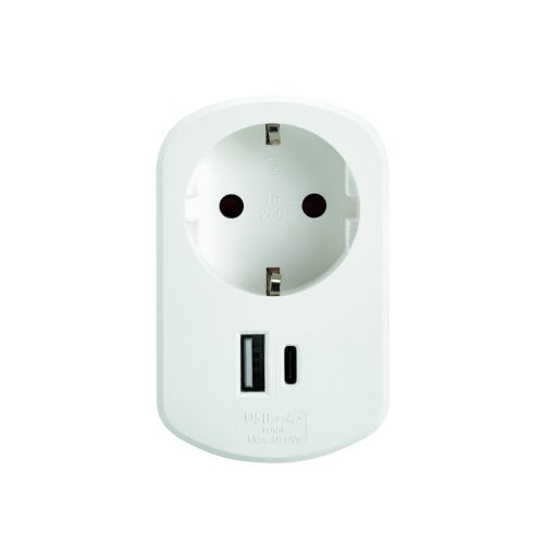 ADAPTADOR COMBI 1 USB A + 1 USB C + 1 TOMA 16A 250V SIMON | SIMON