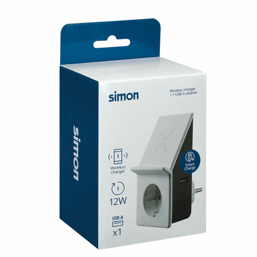 ADAPTADOR USB A + CARGA INALÁMBRICA + 1 TOMA 16A 250V SIMON | SIMON