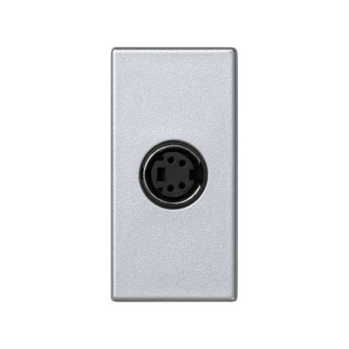S-Video connector female with trim plate aluminium Simon K45 | SIMON